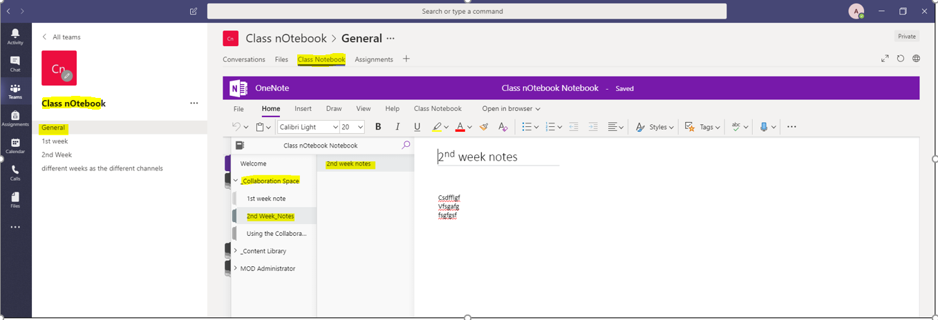 MS Teams- Class Notebook - Microsoft Q&A