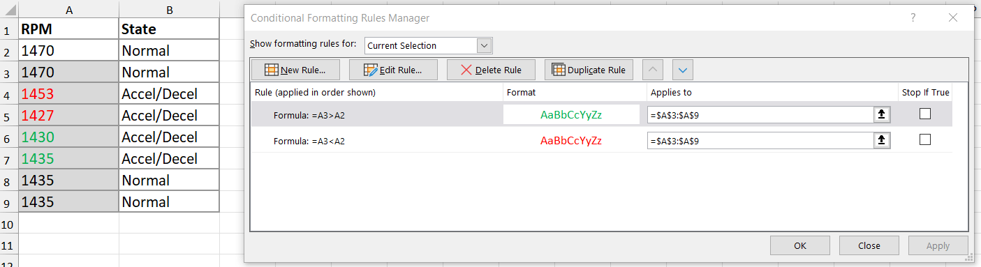 Excel Conditional Formatting based on previous cell in column - Microsoft Q&A