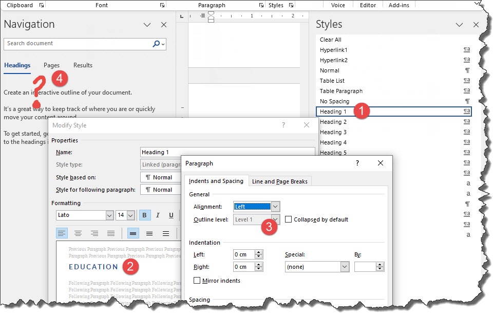 Headings don't display in Navigation Pane (Outline Level is set) - Microsoft Q&A