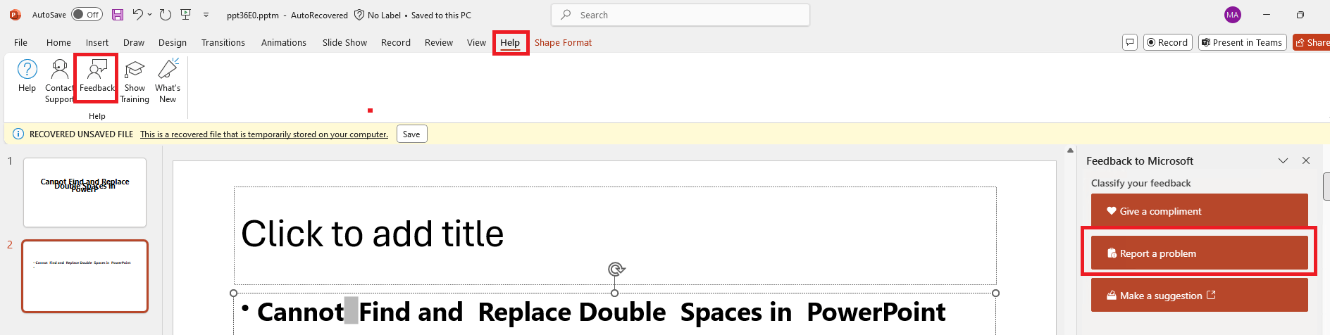 Cannot Find and Replace Double Spaces in PowerPoint - Microsoft Q&A