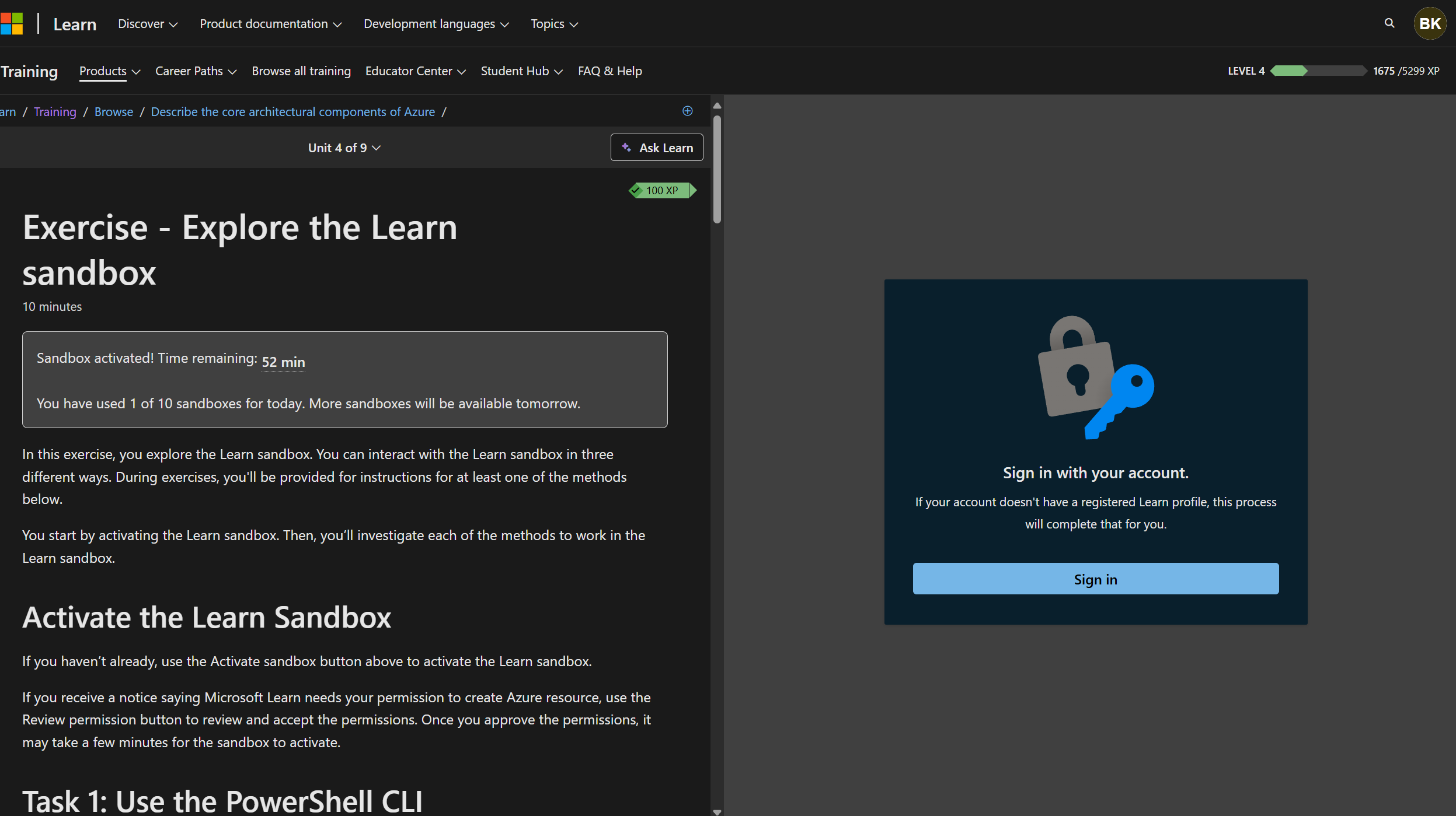 Learn Sandbox - Sign in button not working - Microsoft Q&A
