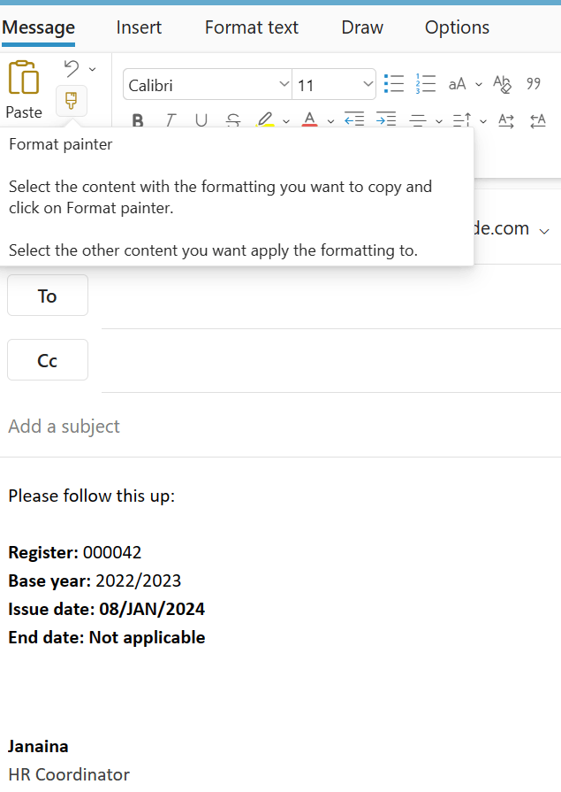Format Painter - New Outlook - Microsoft Q&A