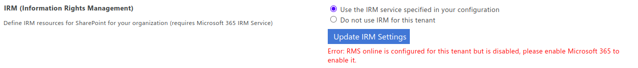I can't RMS and IRM for use labels with permissions configurations ...