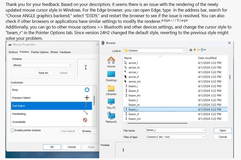 Mouse Cursor Disappears On Windows File Dialog Boxes And Some Programs On 2 Different Surface