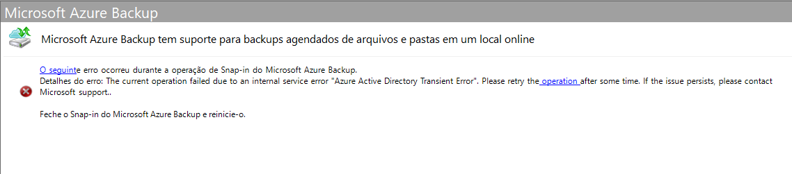 Microsoft Azure Backup Stuck on 1/3 - Azure Active Directory Transient ...