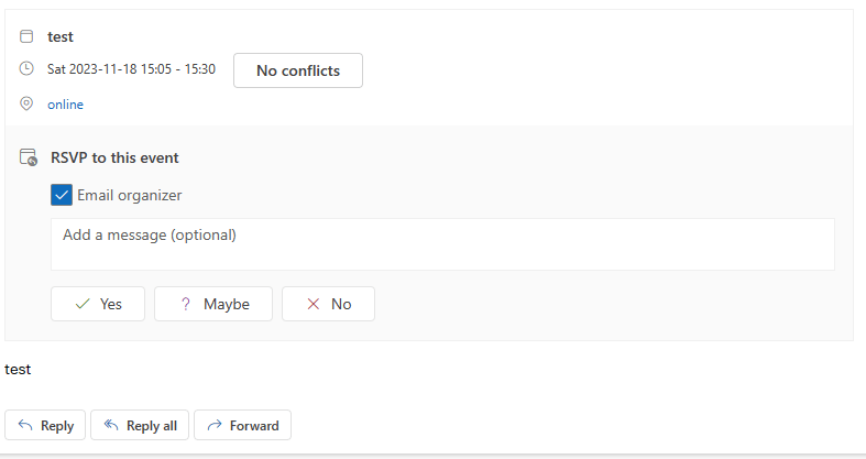 Outlook (new) - RSVP to event with no repsonse. - Microsoft Q&A