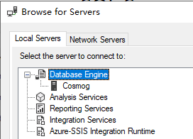 How to connect a database engine with default server name available in ...