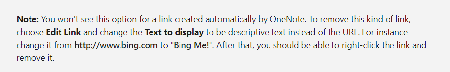 OneNote - Can't remove hyperlinks - Microsoft Q&A
