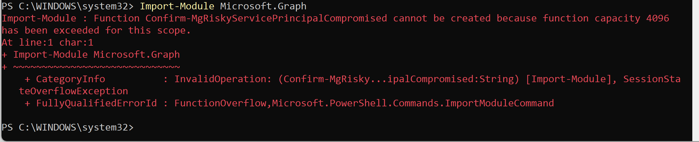When trying to create a new user account, I'm getting the message ...