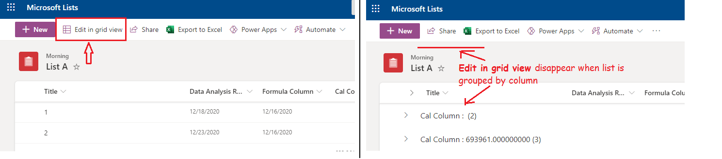 SharePoint Online - Group By removes the Edit in Grid View Option ...