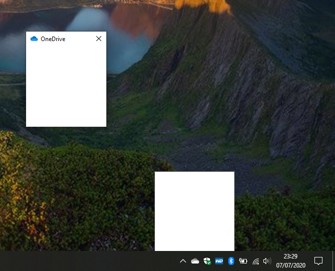 White box appears right above OneDrive icon in taskbar after left ...