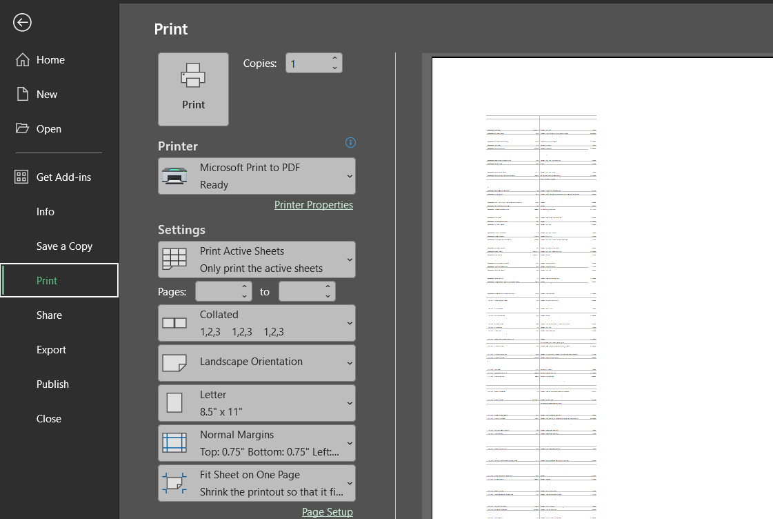 Why would my print feature be greyed out in Excel online, but not in ...