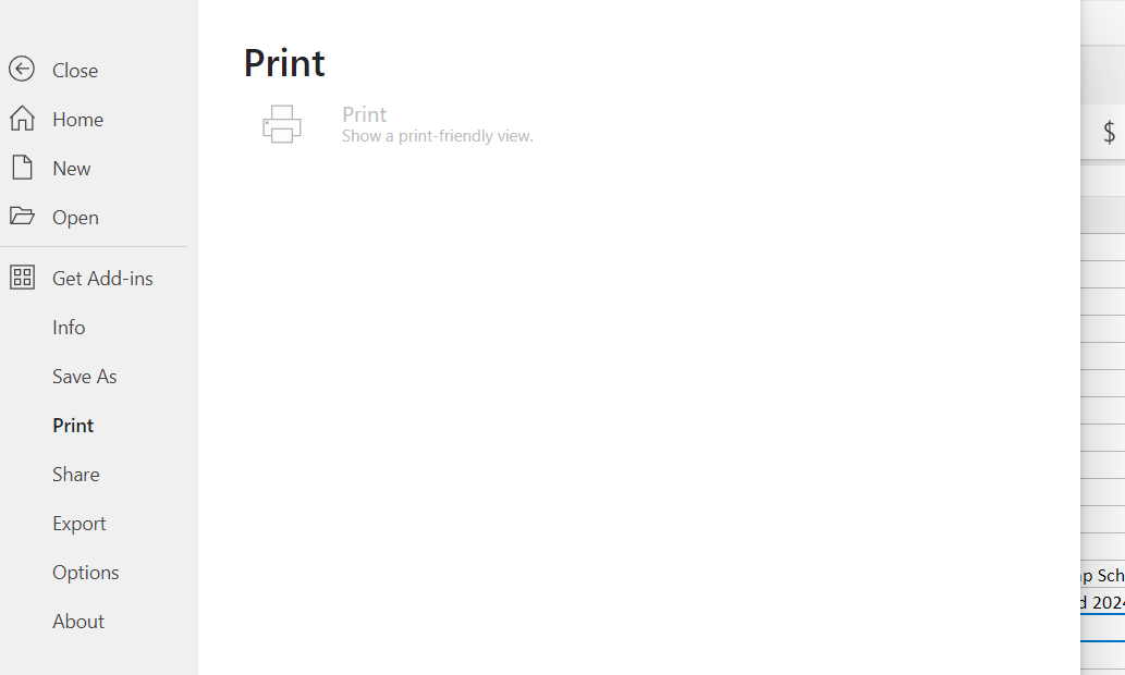 Why would my print feature be greyed out in Excel online, but not in ...