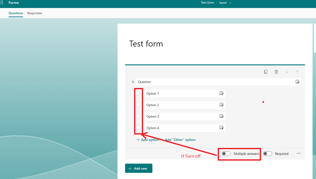 Why do Microsoft Forms multiple choice questions appear with square ...