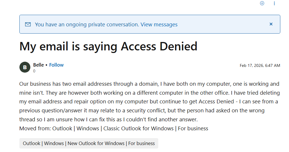 My email is saying Access Denied - Microsoft Q&A