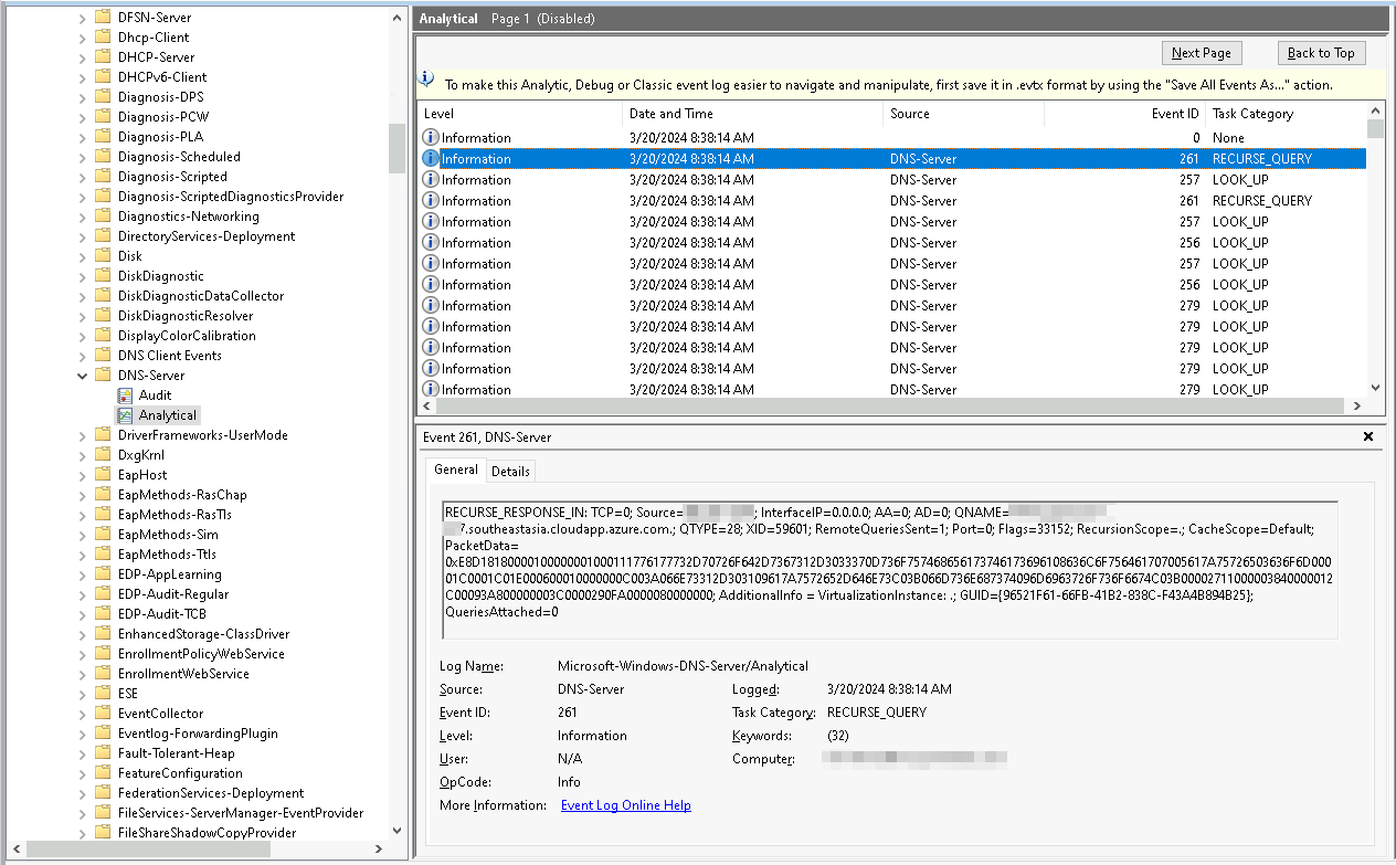 How to log Windows DNS server reply - Microsoft Q&A