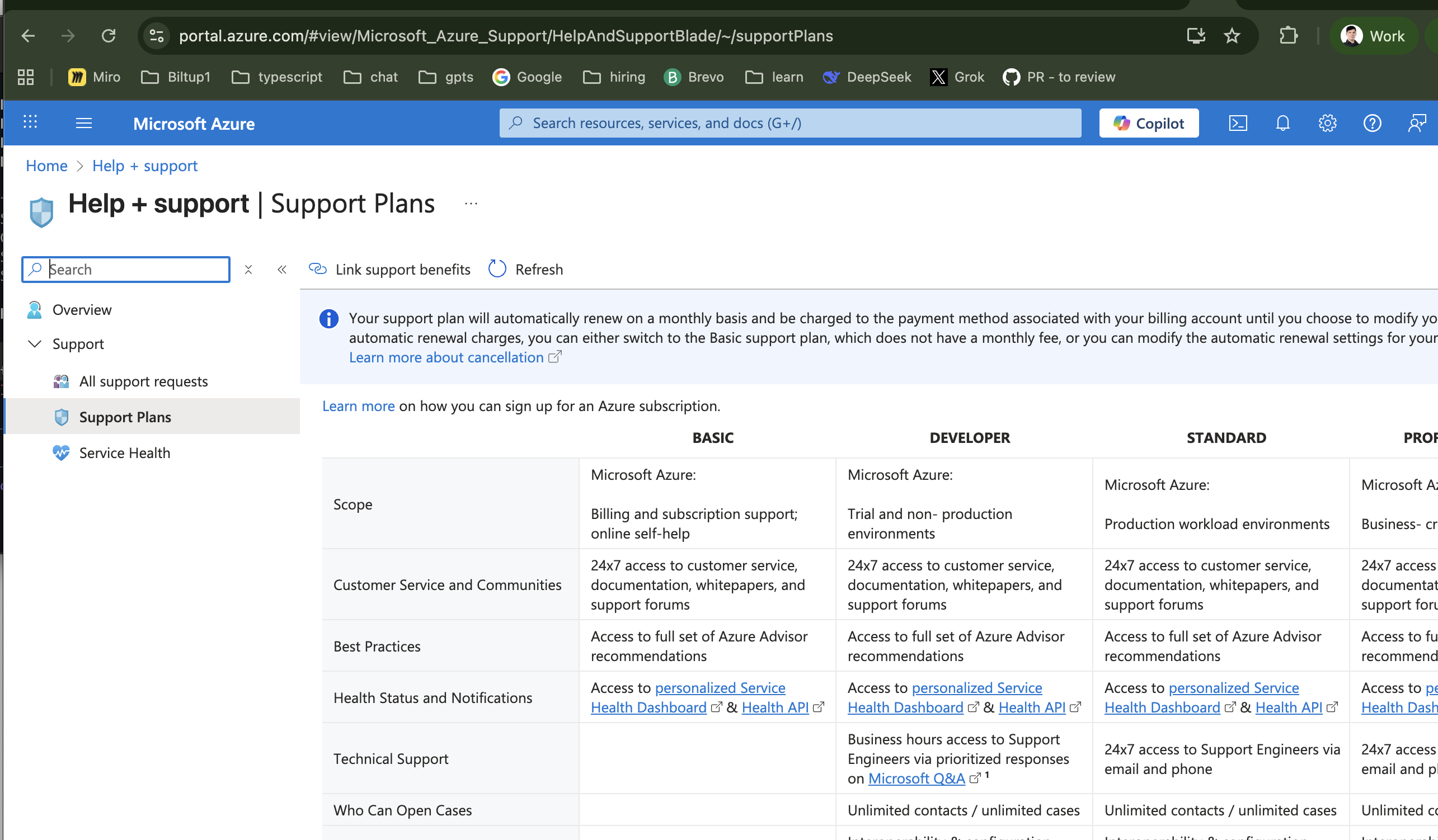 Lol, clicking purchase support goes to another table where you cannot ...
