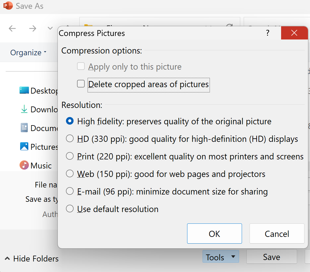 PowerPoint 2024 cannot save a slide into an uncompressed image ...