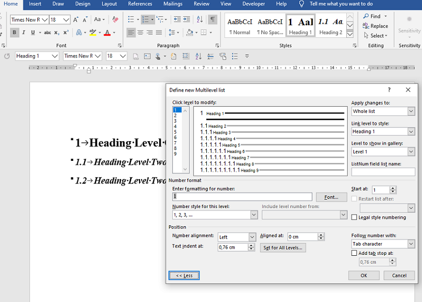 MS Word Subheadings are not numbering correctly. - Microsoft Q&A