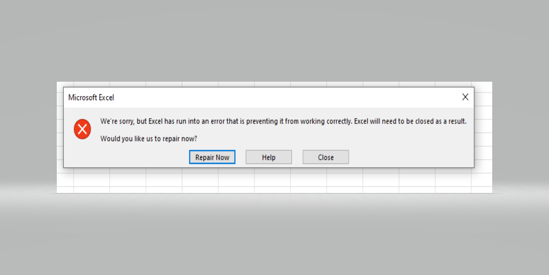 All my Microsoft apps start with we are sorry excel has run into an ...