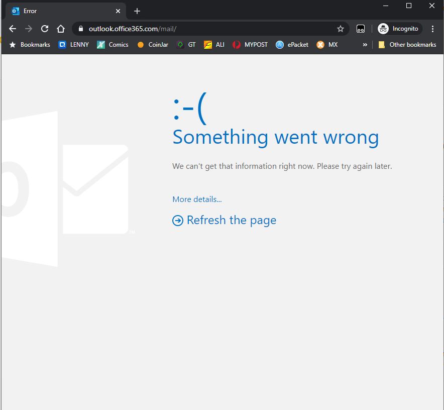 Some users unable to access outlook.com web mail with a work/school or ...