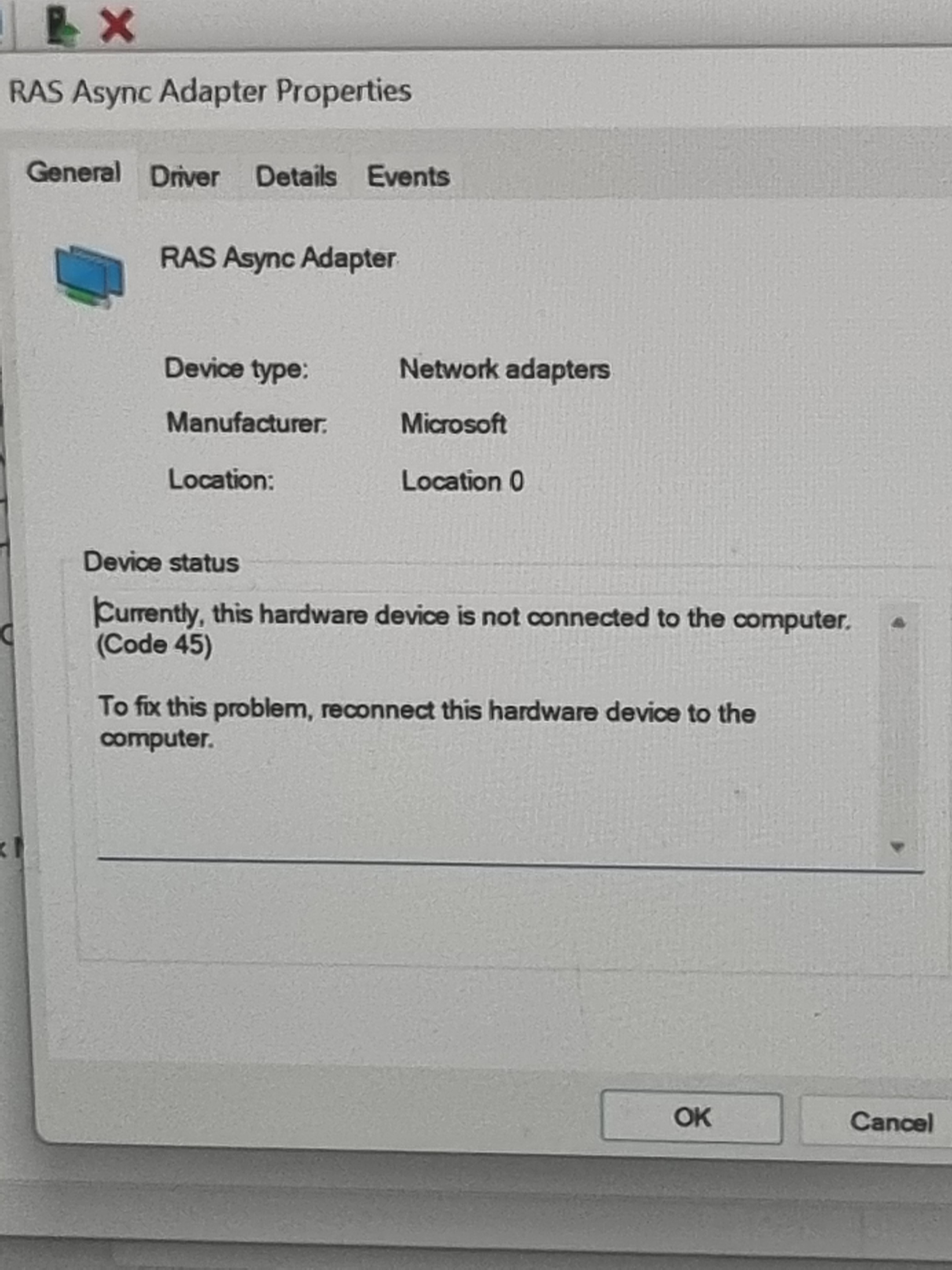 RAS Async adapter and no wifi - Microsoft Q&A