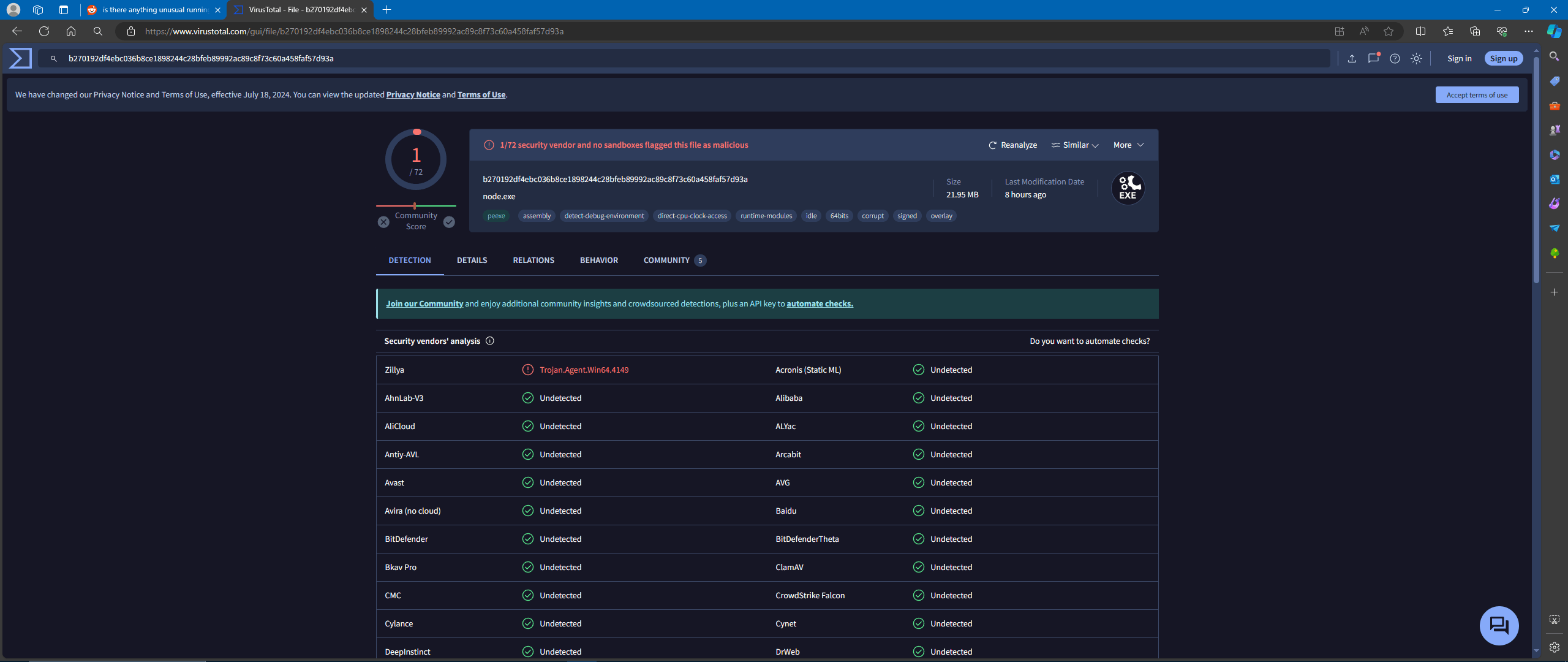 node,js server-side javascript? is it malware? - Microsoft Q&A