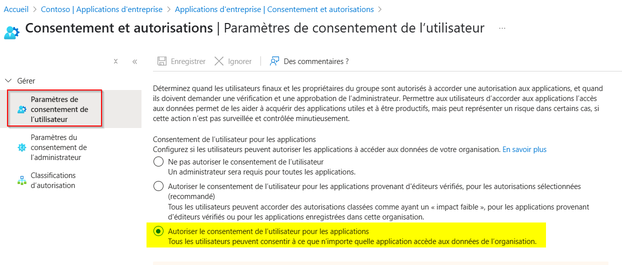Pouvez vous m'aider à permettre le consentement des API par l'utilisateur - Microsoft Q&A
