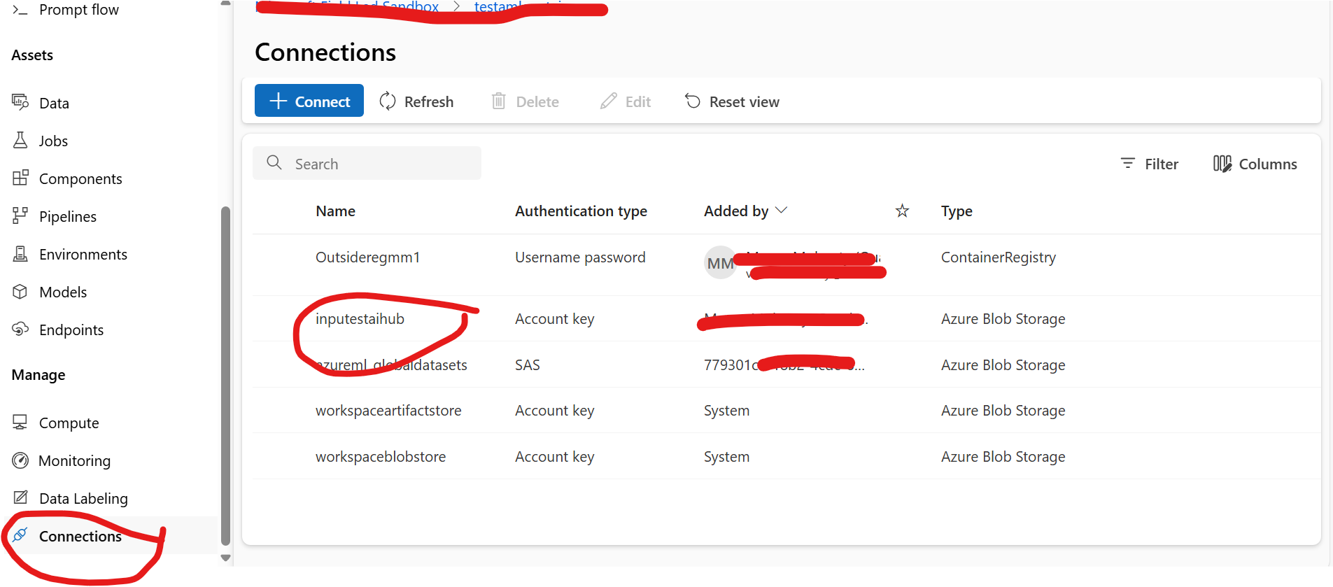 Connecting to Storage account with ML workspace - Microsoft Q&A