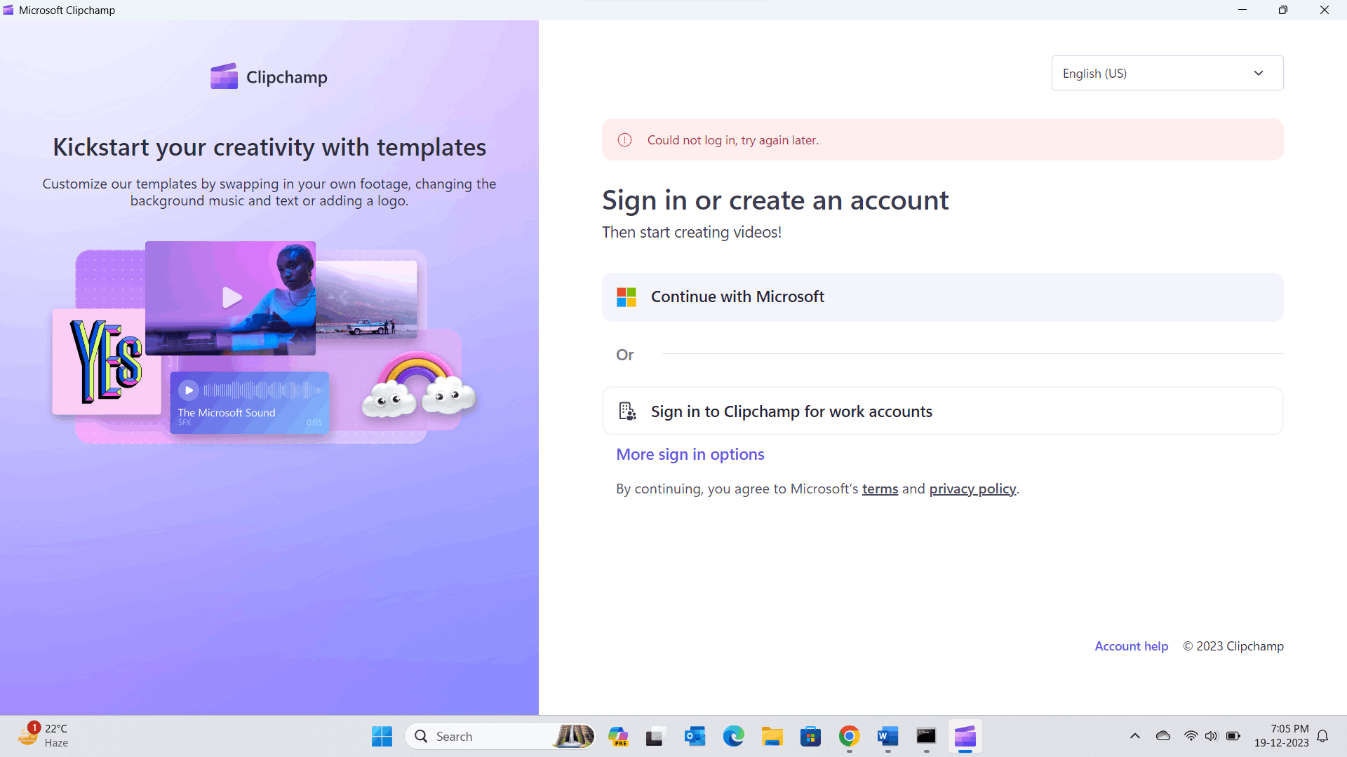 Microsoft Clipchamp stuck at signing in screen - Microsoft Q&A