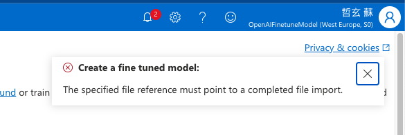 Keep getting the error "The specified file reference must point to a completed file import ...