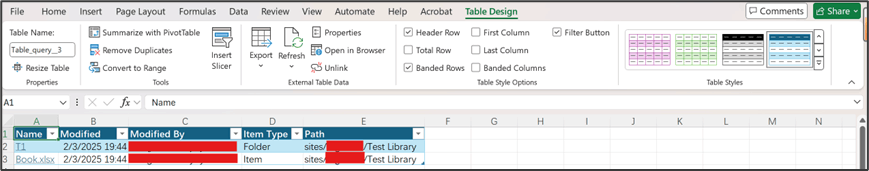 excel export of files and folders on SharePoint Site - Microsoft Q&A