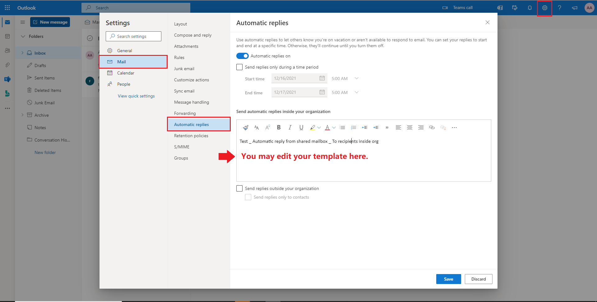 Auto reply template for Shared Mailbox - Microsoft Q&A