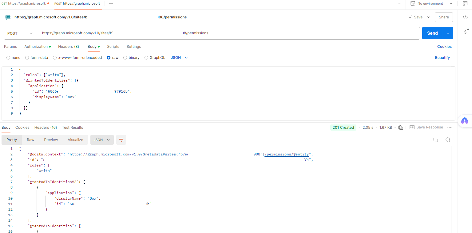 How can I get permissions from SharePoint site using MS Graph ...