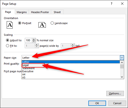 How do I print a worksheet on legal size paper. - Microsoft Q&A