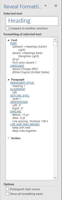 how do I open the format pane to edit a word doc in Word for Office 365 ...