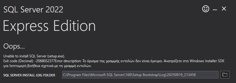 Unable To Install Sql Server Setupexe Exit Code Decimal 2068052377 Microsoft Qanda