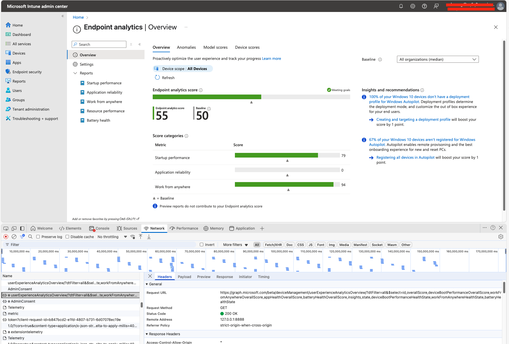 How to use the "userExperienceAnalyticsOverview" graph api? - Microsoft Q&A