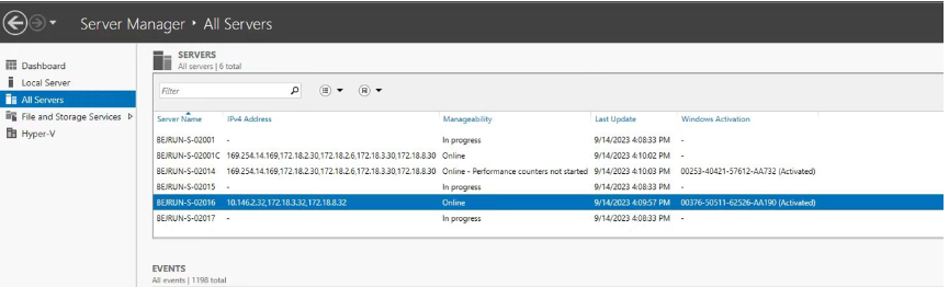 The machine display in the Windows Server 2016 cluster is in progress ...