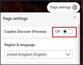 Turn off Copilot discover preview - Microsoft Q&A