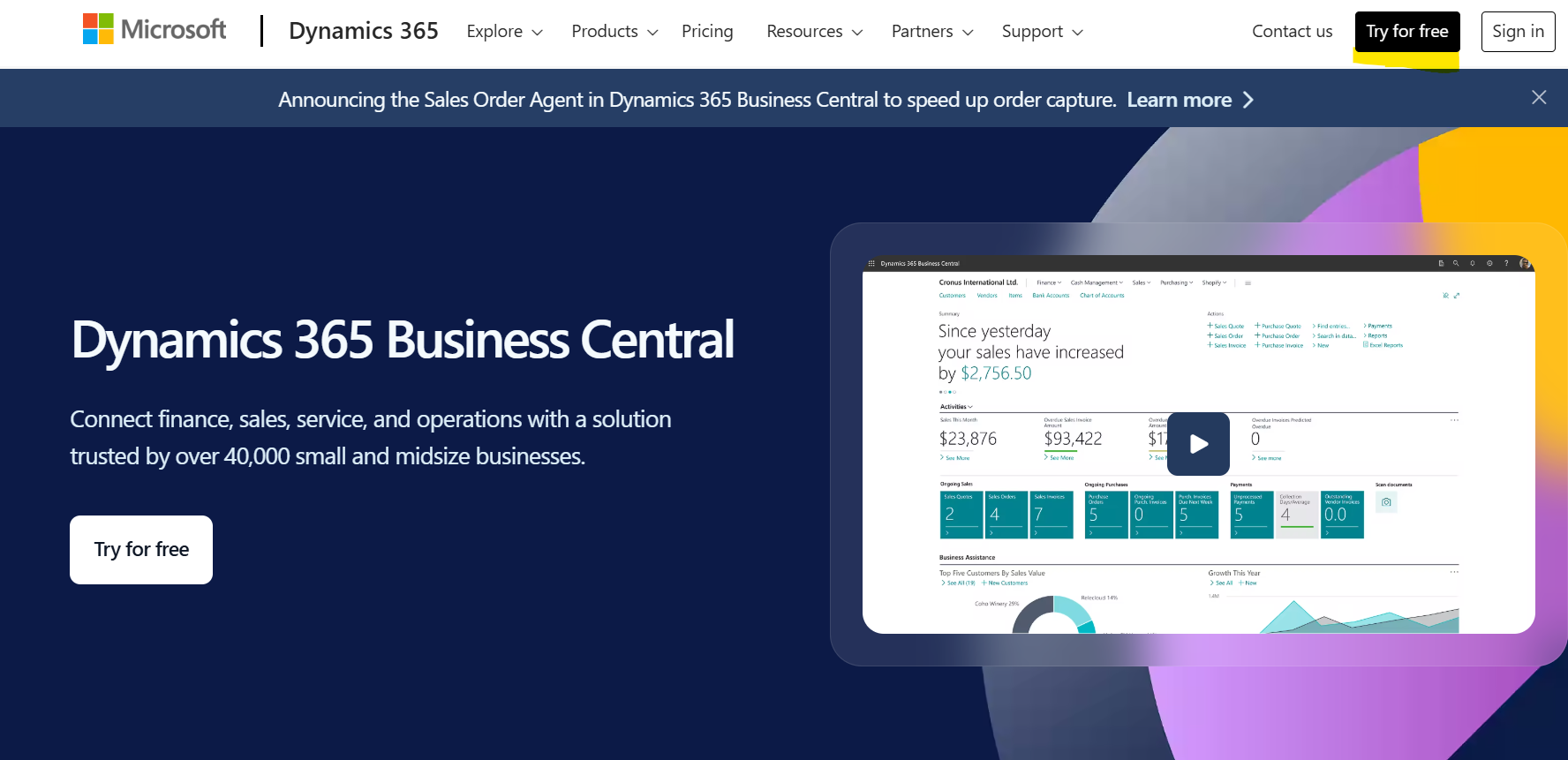 I am trying to sign into dynamics 365 Business Central to learn and ...