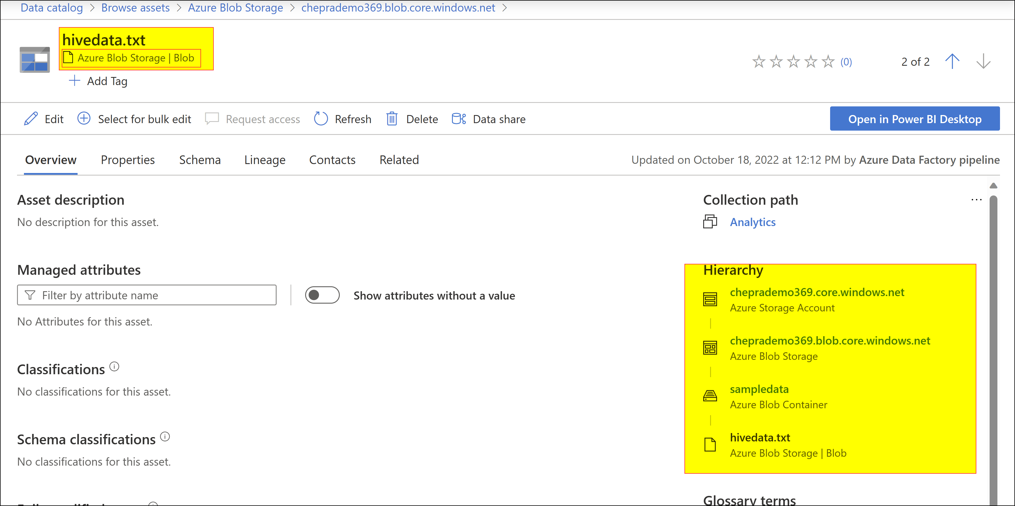 Why Purview Created An Asset Of Type Azure Blob Storage Folder For A Csv File Microsoft Qanda