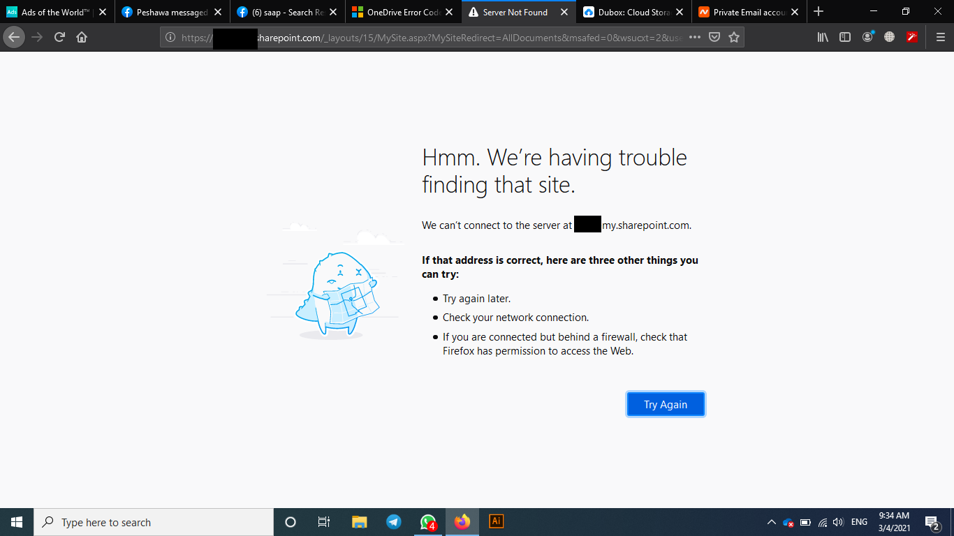OneDrive Error Code 0x8004da9a - Microsoft Q&A