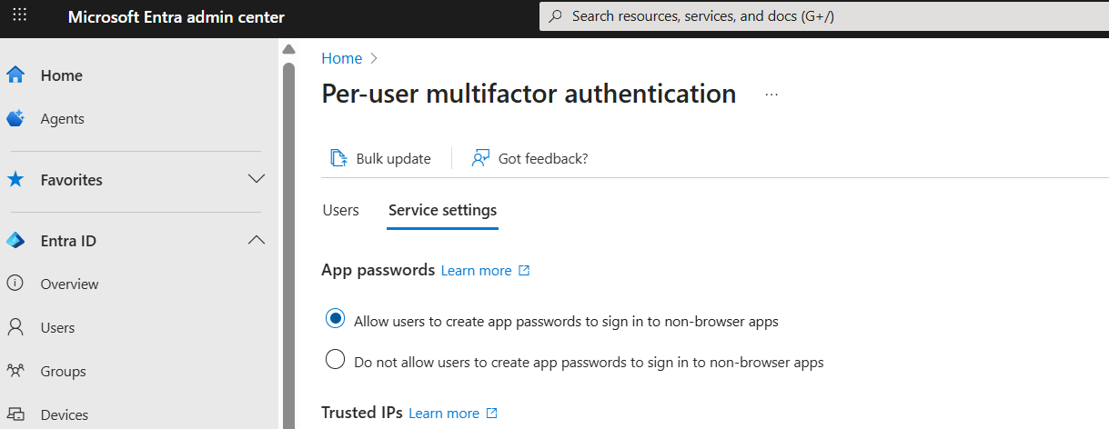 How to apply the ( App Password ) on only one user account? - Microsoft Q&A