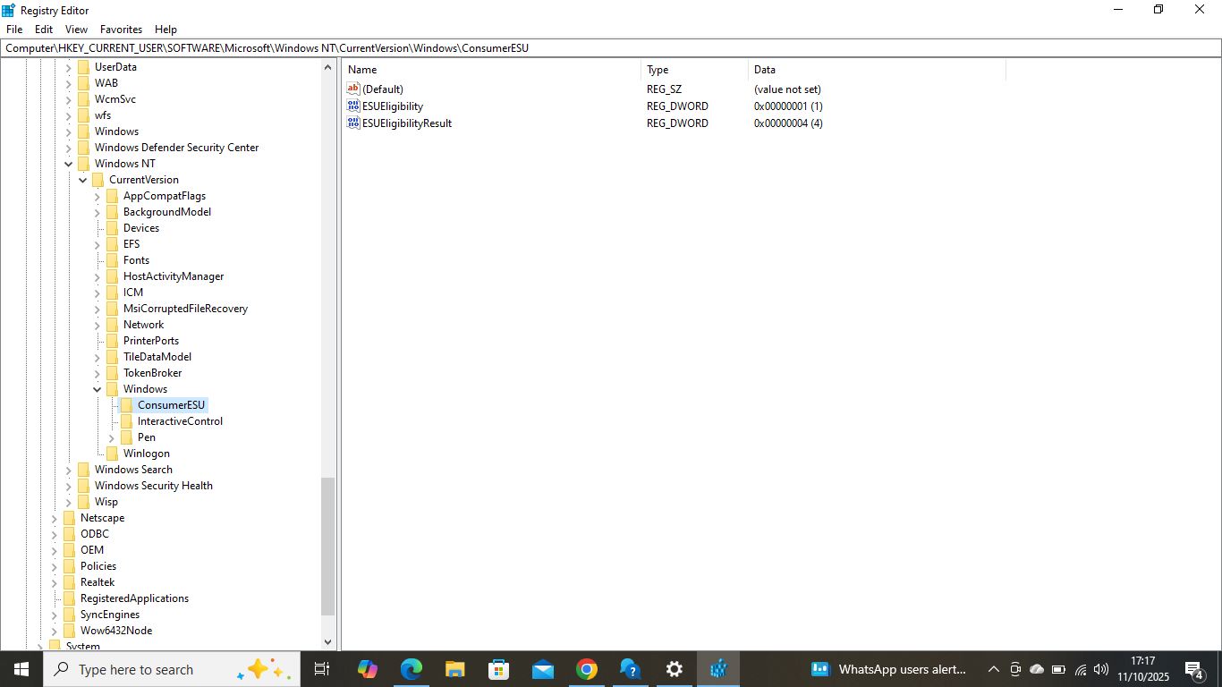 Error message when trying to enrol for Windows 10 extended security ...