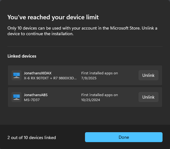 Says I reached my device limit, but I only have 2 devices linked - Microsoft Q&A