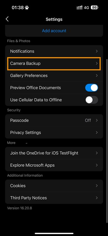 Id be grateful to find out where / which folder OneDrive app for ios ...