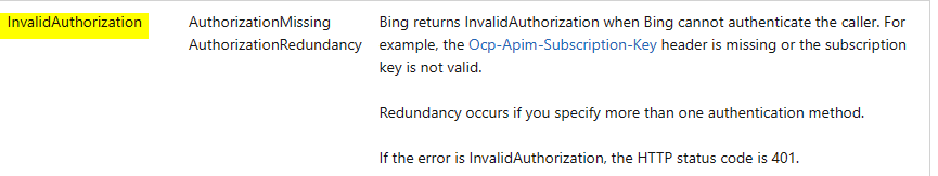 我使用bing servie v7 API在第三方软件中爬取数据，显示401，并说subscription key invalid，怎么解决这个问题？ - Microsoft Q&A