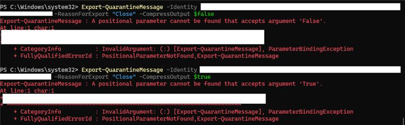 Export-QuarantineMessage Fail: Undocumented Parameter Dependency ...