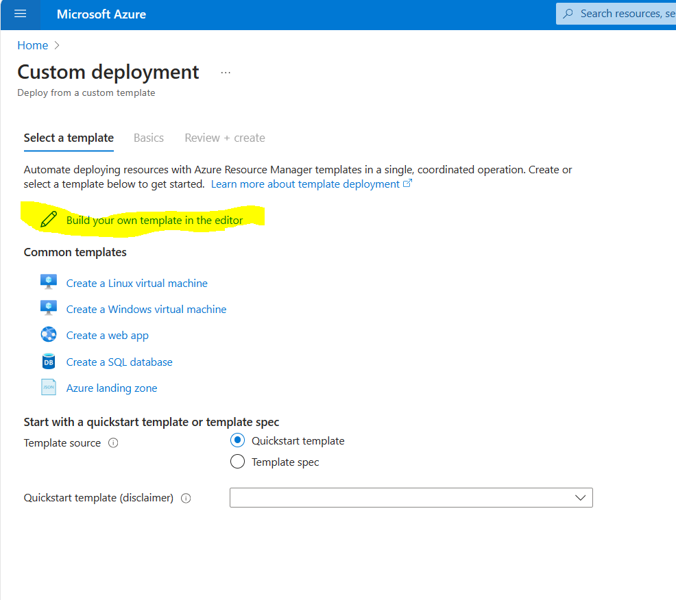 Deploy from a custom template issue - Microsoft Q&A